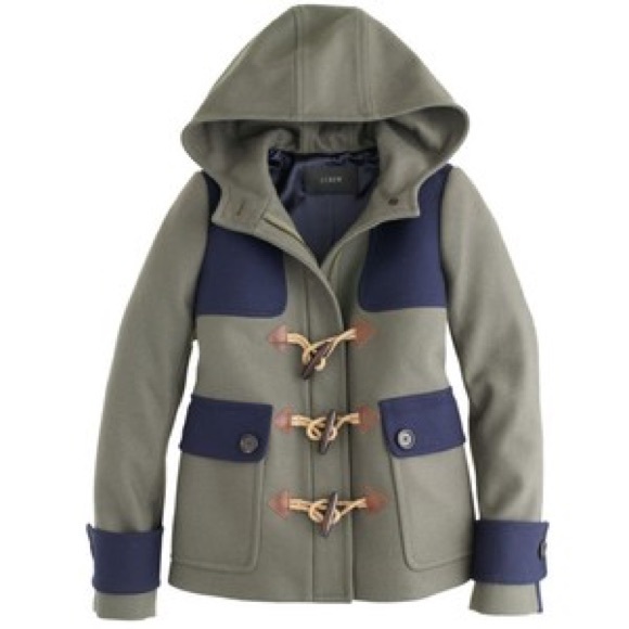 J. Crew | Jackets & Coats | J Crew Colorblock Duffle Toggle Wool Coat ...